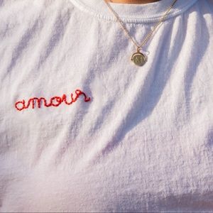 Salty Cold Brew | Tops | Amour Handmade Embroidered Tee | Poshmark